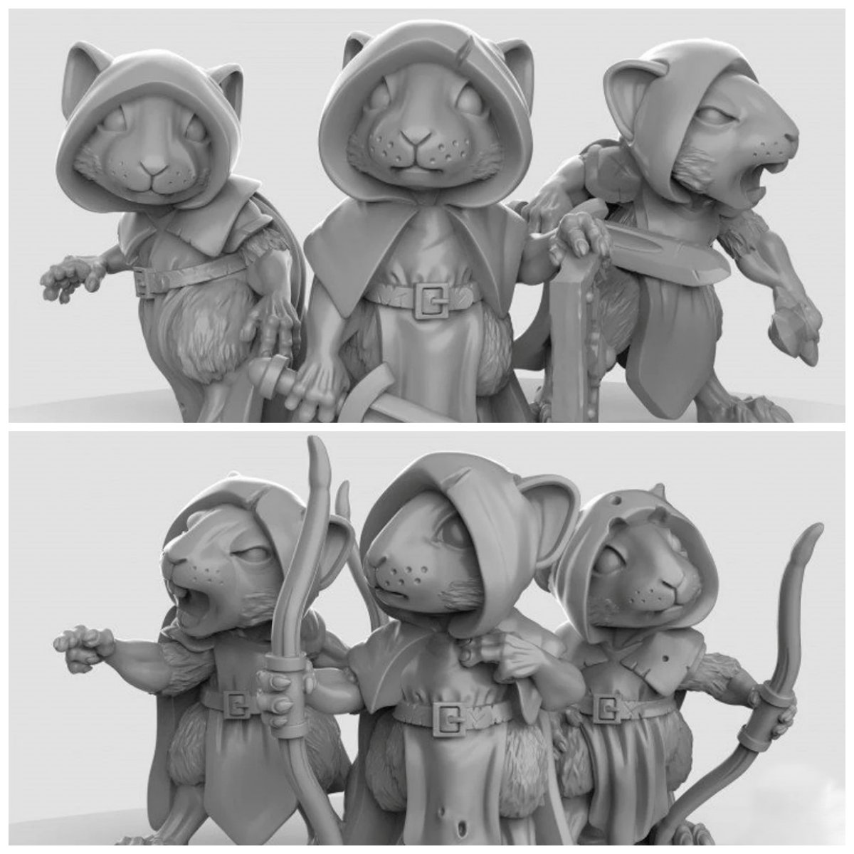 3D Printed Mousefolk Ranger Miniature – Fantasy Hero Figure for RPGs ...