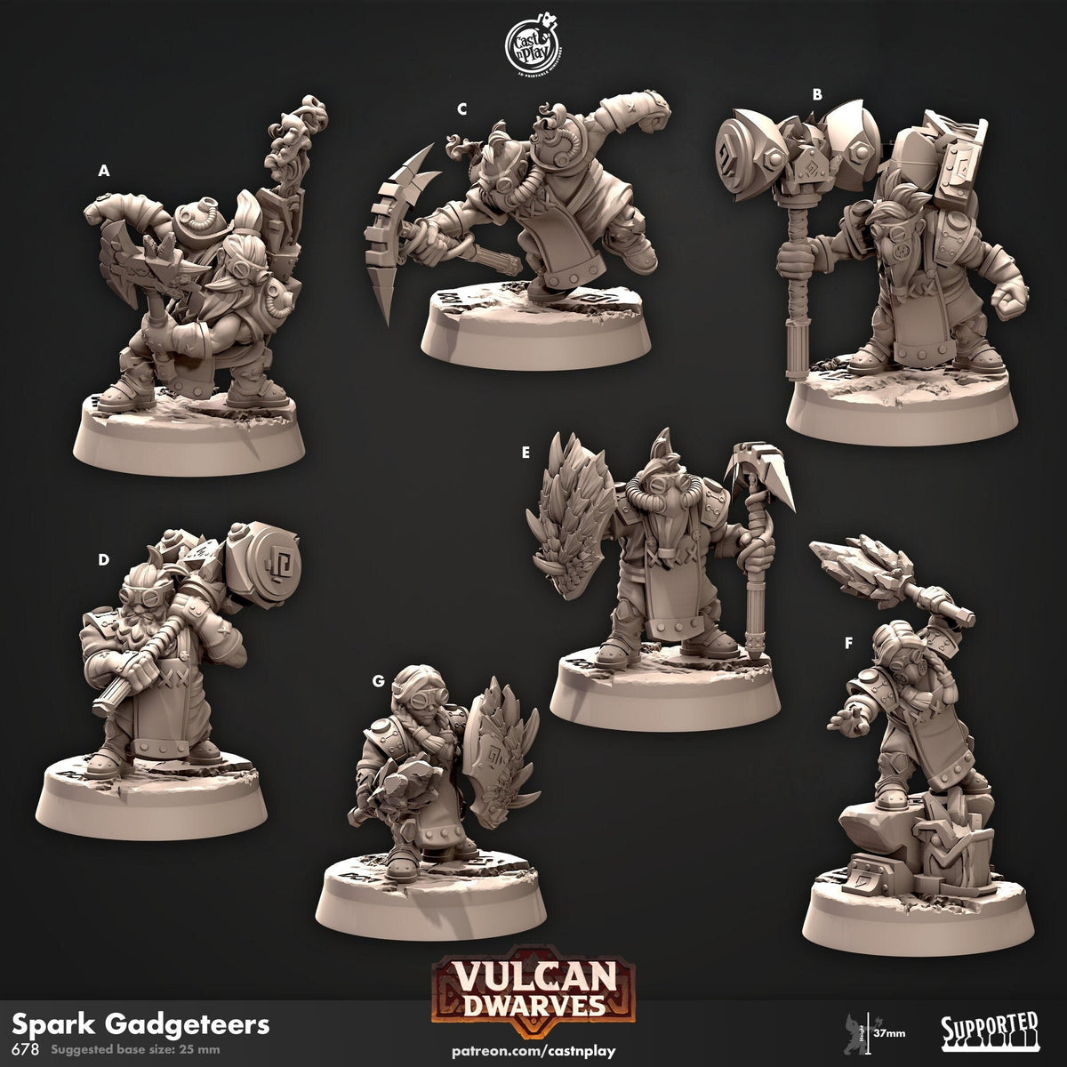 Dwarf Spark Gadgeteers, Vulcan Dwarves Miniature | Artificer Dwarves ...