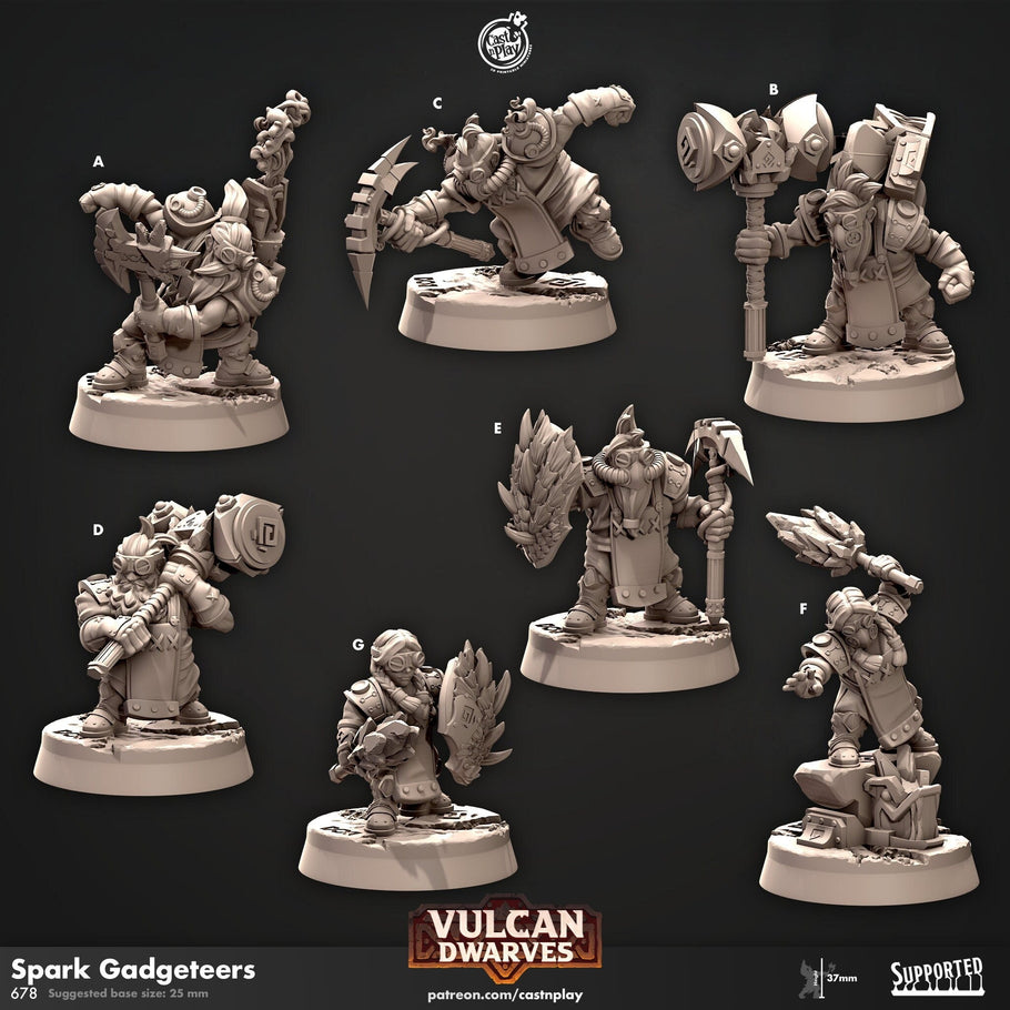 Dwarf Spark Gadgeteers, Vulcan Dwarves Miniature | Artificer Dwarves ...