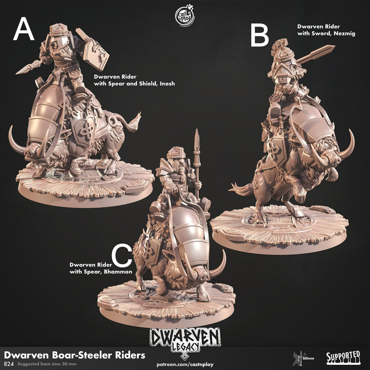 Dwarven Boar Steeler Riders Miniature | Dwarf Cavalry for D&D ...