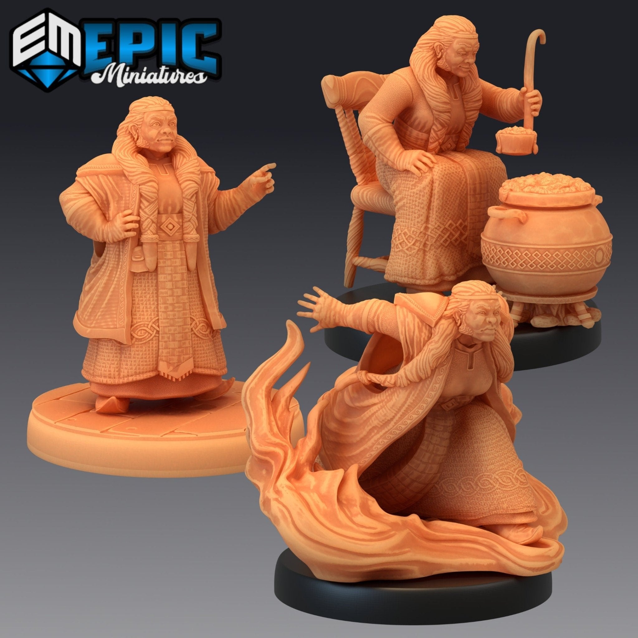 Fire Dwarf Miniature - Set of 3 - 32mm – Ottsworkshop