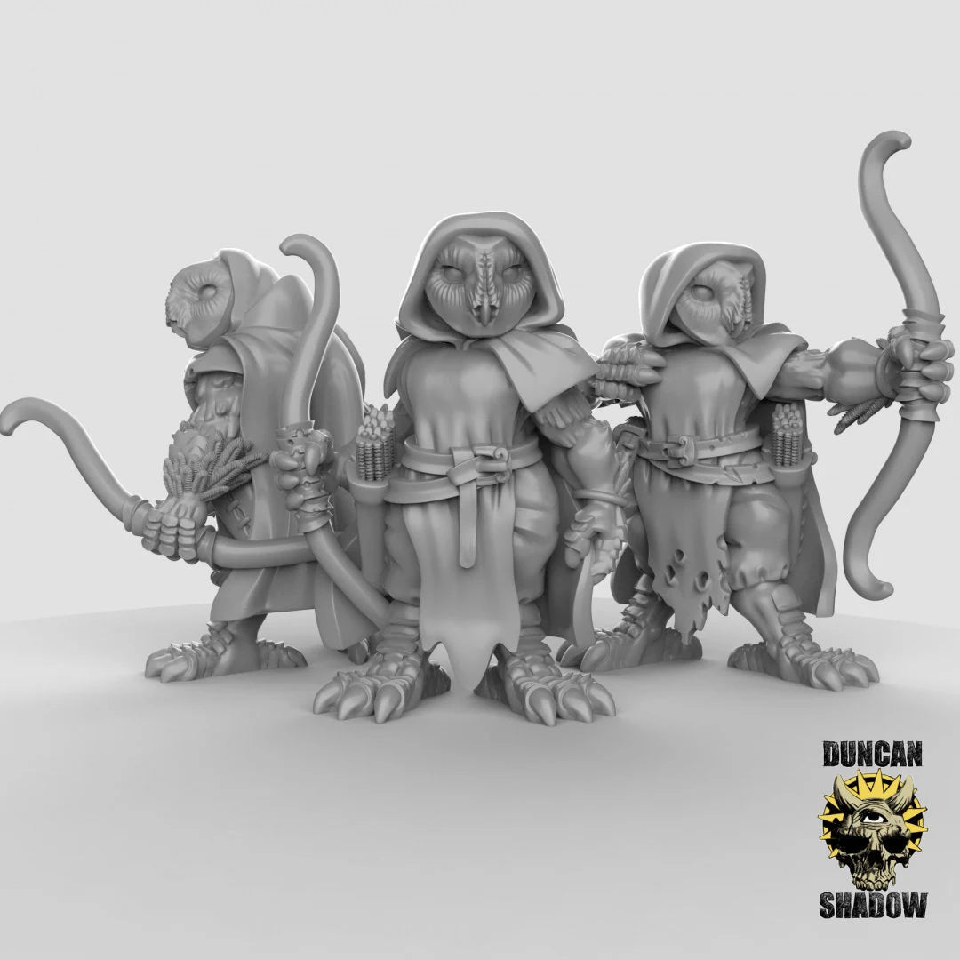 Owl Folk Archer Miniature - Set of 3 - 28mm – Ottsworkshop