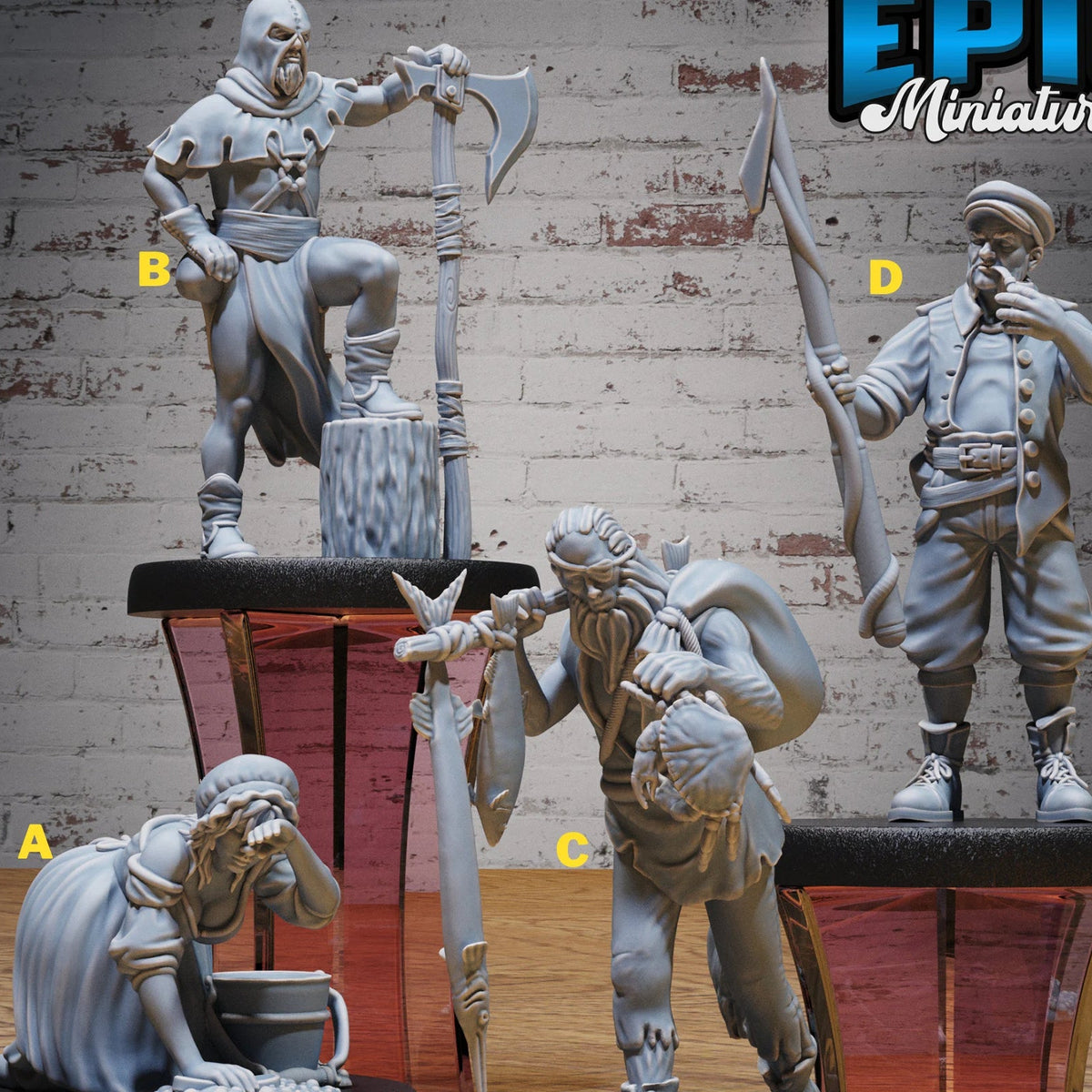 Villager Festival Folk Set 1 Miniature | Human NPC Villagers for D&D ...